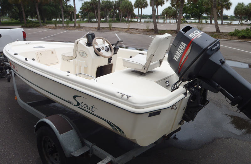 Scout Flats Boat For Sale-- 14.5ft Fiberglass Fishing Boat Yamaha 50 hp