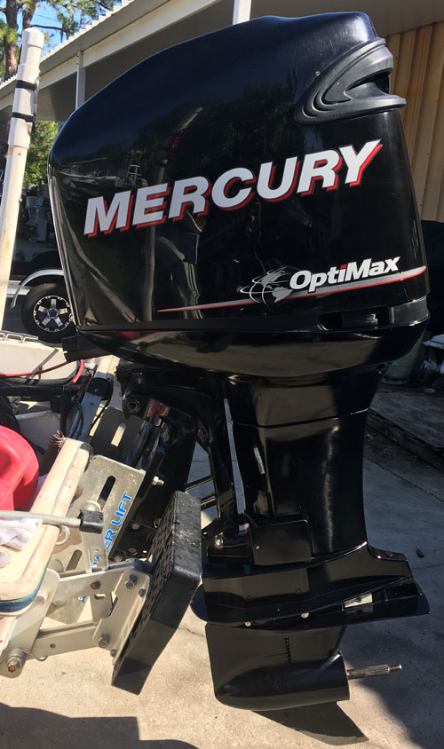 Twin 225 hp Mercury Optimax Outboards.